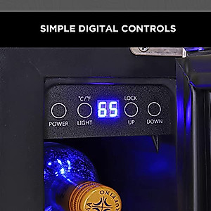 Koolatron 7 Bottle Slim 6 Inch Built-In Under-Counter Wine Fridge, Digital Touch Controls, Front-Venting Design, Stainless Steel Door Frame Wine Cooler