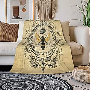 Modern Vintage French Queen Bee Throw Blanket Warm Ultra-Soft Micro Fleece Blanket for Bed Couch Living Room（Kids