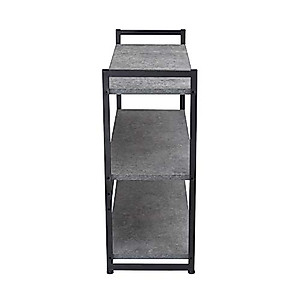 Household Essentials 3 Tier Storage Shelf with Minimalist Metal Frame | 40.5" W x 32.5" H x 13.75" D | Slate Faux Concrete, Grey
