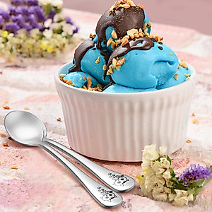 E-far Toddler Spoons, 6-Piece Stainless Steel Kids Utensils Spoon for Baby Self Feeding, Attached Portable Case & Cute Animal Pattern, Solid Metal & Small Size, Rust Free & Dishwasher Safe