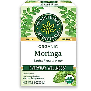 Traditional Medicinals Tea, Organic Moringa, Everyday Wellness, with Spearmint & Sage, 16 Tea Bags