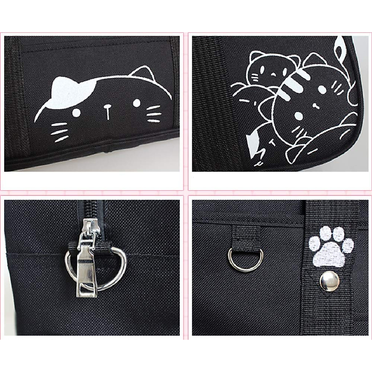 GK-O Japanese JK Uniform Bag Cute Cat Kawaii Lolita Handbag Messenger Shoulder Bags (Black)