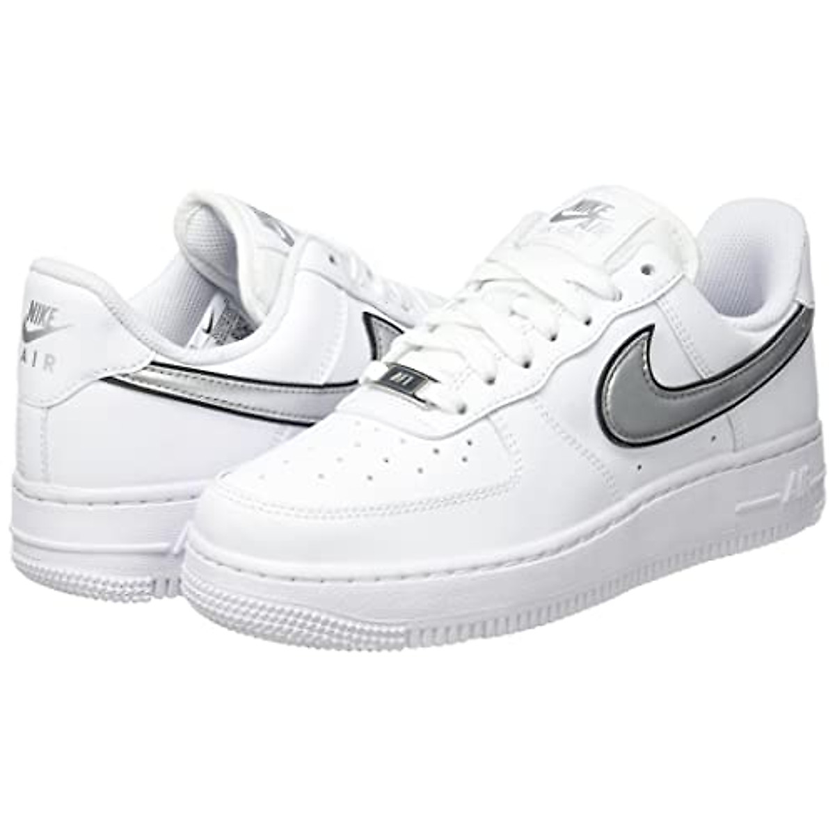 Nike Womens WMNS Air Force 1 Low DD1523 100 White/Metallic Silver - Size 8W