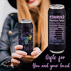 Taurus Gifts for Women,Taurus Gifts Tumbler,Taurus Zodiac Cup,Witchy Gothic Gifts Astrology Constellation Stainless Steel Insulated 17 OZ Can Tumbler with straw lid Coffee Mug