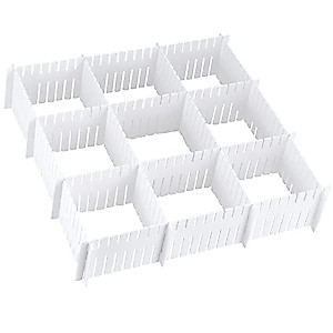 MUKCHAP 72 Pieces DIY Plastic Grid Drawer Organizer, 12.6 Inch Plastic Grid Drawer Dividers, Plastic Adjustable Drawer Dividers Organizer for Sock, Underwear, Scarf, White
