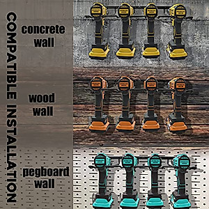 Vikerniel Drill Holder, Power Tool Organizer, 80lb Heavy Duty Bearing Capacity Garage Storage, Wall Mount 4 Cordless Metal Shelf Holder, Utility Storage Rack for Dewalt Cordless Tools for father day gifts