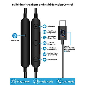 TITACUTE USB C Headphone for Samsung S23 S22 S21 S20 A53 A54 Wired Earbuds Magnetic in-Ear Type C Earphone with Microphone Volume Control Bass Stereo Noise Canceling Galaxy Z Flip Pixel 6 6a 7 OnePlus