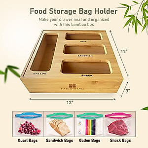 NADZ STORAGE Ziplock Bag Organizer plastic bag organizer for kitchen storage, 4 in 1 foil and plastic wrap organizer Compatible with Gallon, Quart, Sandwich & Snack