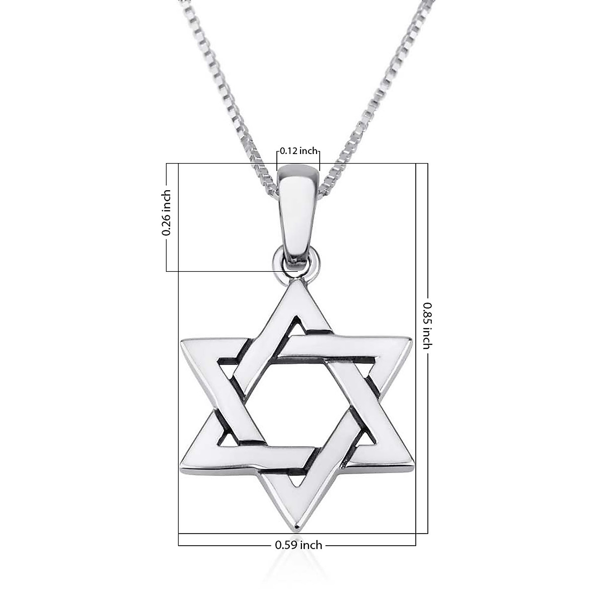 Marina Jewellery Classic Star Of David Real 925 Sterling Silver 18" Chain Necklace with Jewish Pendant Charm Shield of David.