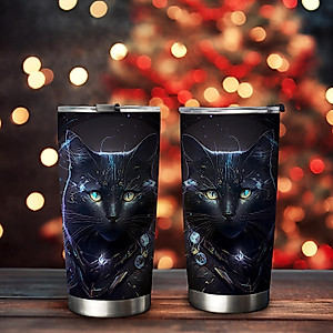 20oz Mythical Fantasy Starry Cat Tumbler, Gifts for Cat Lovers, Coffee Thermos for Women, Stainless Steel Double Wall Vacuum Insulated Coffee Mug, Travel Cup with Lid
