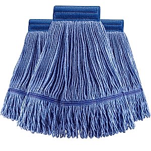 (3 Pack) Mop Head Replacement, Mop Heads Commercial,Blue Cotton Looped End String, Wet Industrial Cleaning Vintage Mop Head Replacements Refill, Swinger Loop Mop, for Heavy Duty Rubbermaid Mop Heads