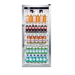 Summit Appliance SCR1006 Commercial Glass Door 22-inch Wide Beverage Merchandiser; Display and Refrigeration; For Beverages/Sealed Food; Digital Controls; LED Lighting; White Cabinet