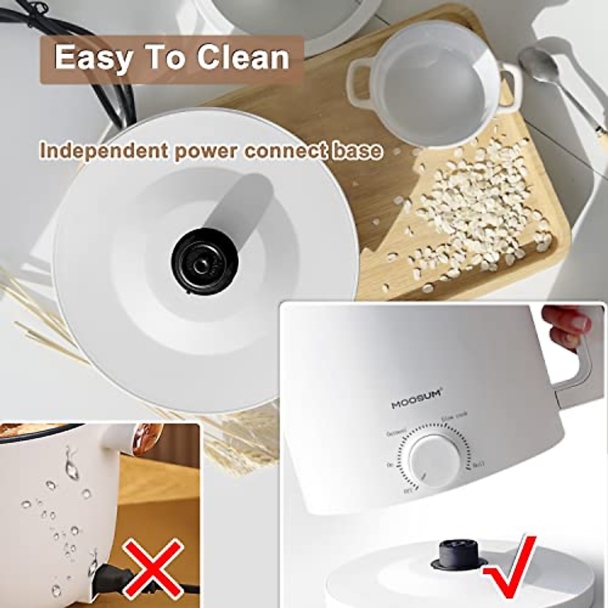 MOOSUM Mini Electric Hot Pot, Fast Cooker for Ramen/Soup, Stainless Steel with Over-heating Protection, Perfect for Student & Single, 1.5L