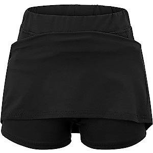 Biker Shorts Women Tennis Skorts Skirts with Pockets Built-in Shorts High Waist Athletic Golf Workout Running Shorts Plus Size Black XXXXXL