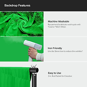 LimoStudio 9 x 15 feet / 108 x 180 inch Green Chromakey Photo Backdrop Screen Background, Premium A+ Grade High 150GSM Density Thicker Than Standard for Professionals with 3 Spring Clamps, AGG1777
