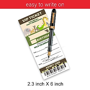 LyoGao 20 Pack Safari Birthday Party Ticket Invitations With Envelopes Calling All Party Animals Zoo Safari Theme Ticket Invitations Fill in Invites Card