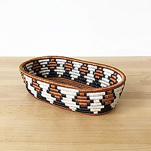 African Bread Basket- Bungoma/Sisal and Sweetgrass/Woven Basket/Made in Rwanda/Burnt Sienna, Black, White