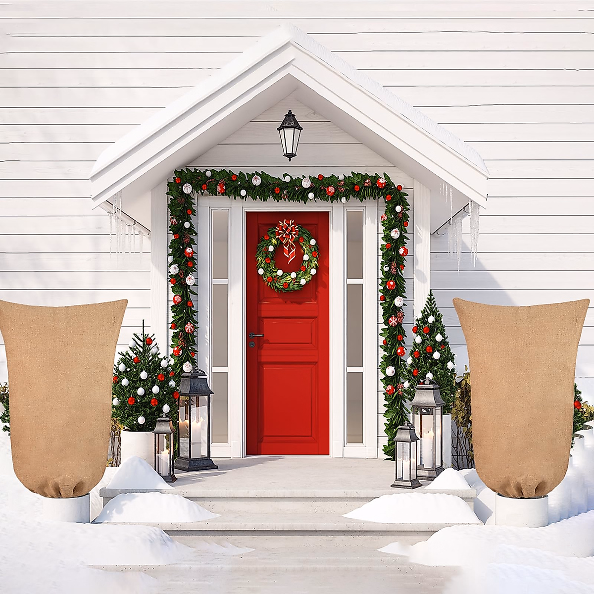 kopotma Burlap Plant Covers Freeze Protection, Burlap Bags for Plant Frost Cloth Plants Jacket Tree Cover, Winter Plant Cover Freeze Protection Cover Bags Blankets, 24x40in,2Packs