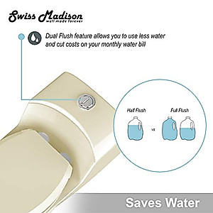 Swiss Madison Well Made Forever SM-1T803BQ Chateau One Piece Elongated Dual Flush Toilet In Bisque 0.8/1.28 gpf