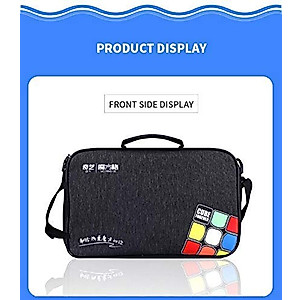 Professional Speed Cube Storage Bag with Individual Compartments for Timer/Cubes/Cup/ Mat Supplies- Black Satchel Shoulder Bag Carry Case Perfect for Competitions- from MRC