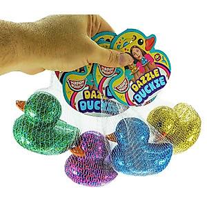 JA-RU Giant Glitter Rubber Ducks (4 Rubber Duckies Assorted) Baby Bath Toys & Pool Beach Essentials. Stress Relief Sensory Play Fidget Toy. Bulk Pinata Filler Stocking Stuffer. 4343-4s