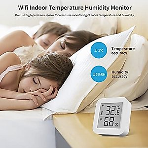 eMylo 3 in 1 Smart Hub WiFi IR Remote Control with Digital Hygrometer Indoor Thermometer Humidity Meter, Wireless Scene Touch Switch, Compatible with Alexa and Google Home, for TV Air Conditioner