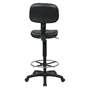 Office Star DC Series Adjustable Drafting Chair with Foot Ring and Sculptured Foam Seat, Black Vinyl