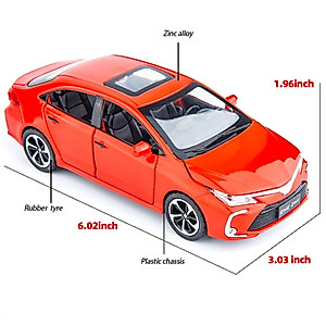 BDTCTK Compatible for 1:32 Corolla Model Car, Zinc Alloy Pull Back Toy Car with Sound and Light for Kids Boy Girl Red