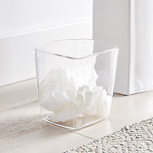 Huang Acrylic Clear Square Mini Wastebasket Trash Can | Garbage Container Bin for Bathrooms, Kitchens, Home Offices | Shatter-Proof, Stylish, Durable and Compact Design