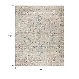 Nourison Oushak Home Traditional Light Grey 8' x 9'10" Area -Rug, Easy -Cleaning, Non Shedding, Bed Room, Living Room, Dining Room, Kitchen (8x10)