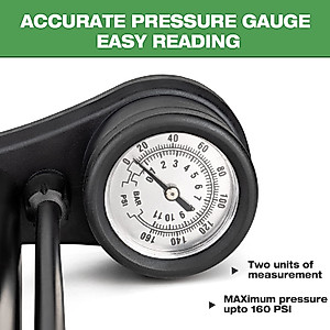 Bike Pump with Pressure Gauge- 160 PSI Bicycle Floor Pump fits Presta & Schrader Valve - Bike Pump with Air Ball Pump Inflator
