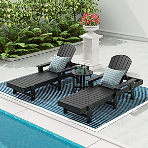 WestinTrends Dylan 3 Piece Adirondack Poly Reclining Chaise Lounge with Arms