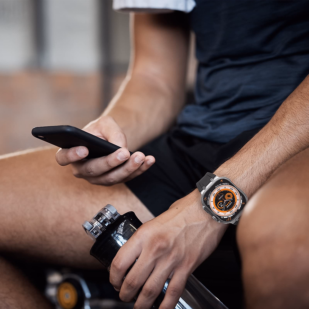 Sport Liquid Silicone Rubber Band with Stainless Steel Adapter for Apple Watch Ultra 49mm 45mm 44mm 42mm for Men, Durable Replacement Strap for iWatch Ultra, AP Rubber Watch Band for Watch Ultra 2 SE 9 8 7 6 5 4 3 2 1