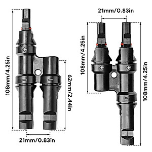 JYFT Solar Branch Connectors Y Adapters in Pair MMF+FFM for Parallel Connection Between Solar Panels, Black(1 Pair)