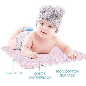 Kushies Deluxe Waterproof Changing Pad Liners - 20 x 30 inches Baby Changing Table Liners - Baby Changing Pads - Diaper Changing Flat Liner Pad Waterproof Portable (Pink Berries)