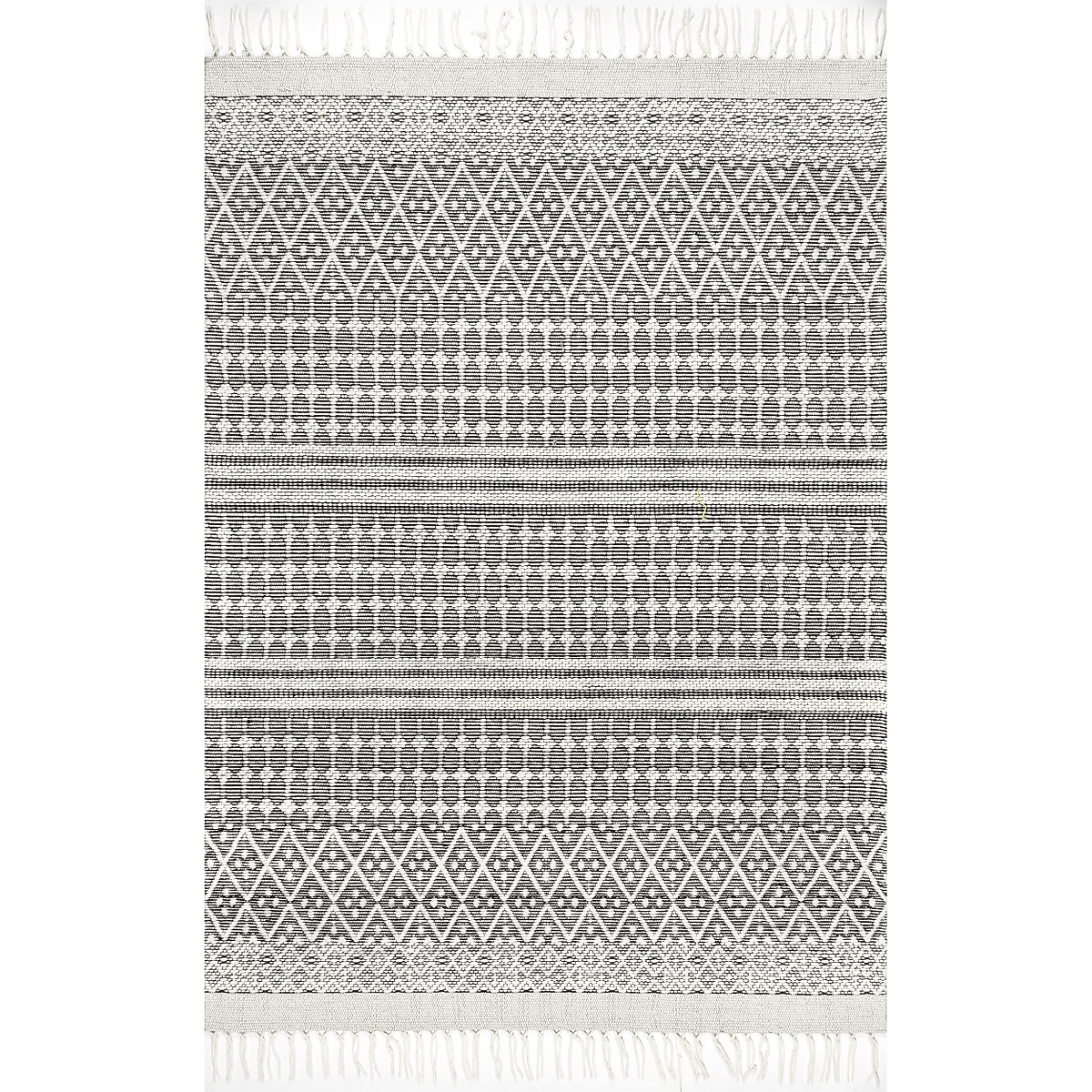 nuLOOM Esther Hand Loomed Textured Wool Tassel Area Rug, 8x10, Grey