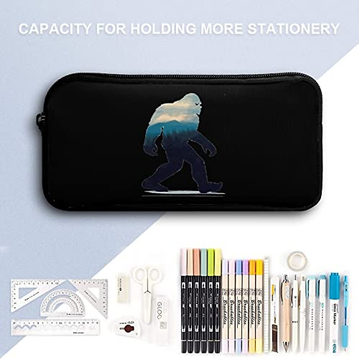 Bigfoot Forest Landscape 3 Pcs Backpack Set Portable Lunch Bag Pencil Pouch for Office