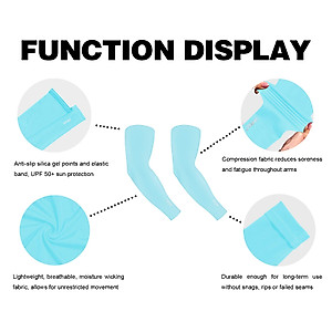 BUBBLELIME UV Sun Protection Cooling Arm Sleeves for Men Women UPF 50 Compression Sleeves - BLUE X-Large