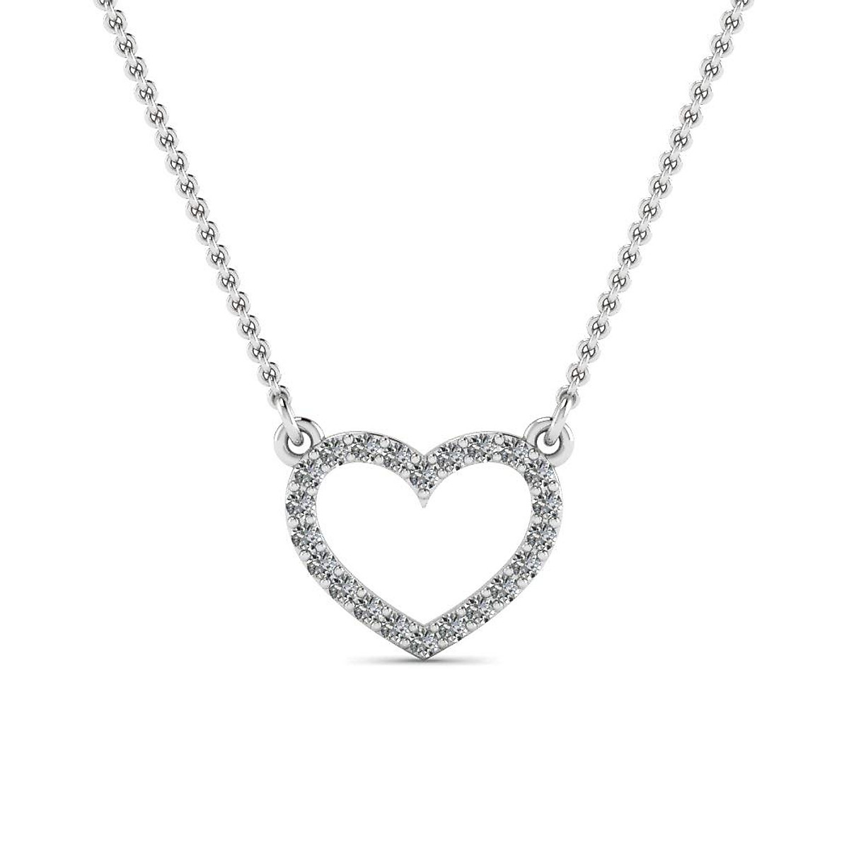 Fascinating Diamonds 1/6 Ctw Round Cut Natural Diamond Heart Lure Pendant For Women 14K White Gold SI1/SI2 Clarity And G/H Color (Premium Collection)