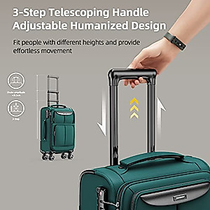 SHOWKOO Luggage Sets 3 Piece Softside Expandable Lightweight Durable Suitcase Sets Double Spinner Wheels TSA Lock Dark Green (20in/24in/28in)