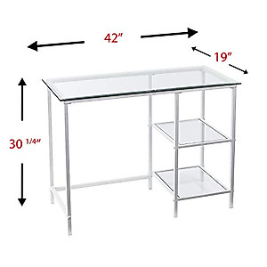SEI Furniture Layton Metal/Glass Student Desk, White