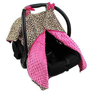 Strawberry Farms Baby Car Seat Cover Canopy and Nursing Cover 2 in 1 Pink Leopard