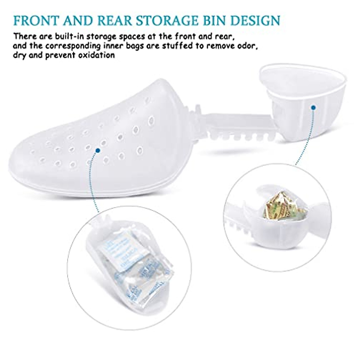 Price Xes Upgraded Plastic Shoe Stretcher, 1 Pair Practical Adjustable Length Shoe Tree, Shoe Display Insert for Women & Men (Storage Bin Design & 7 Way Adjustable), White