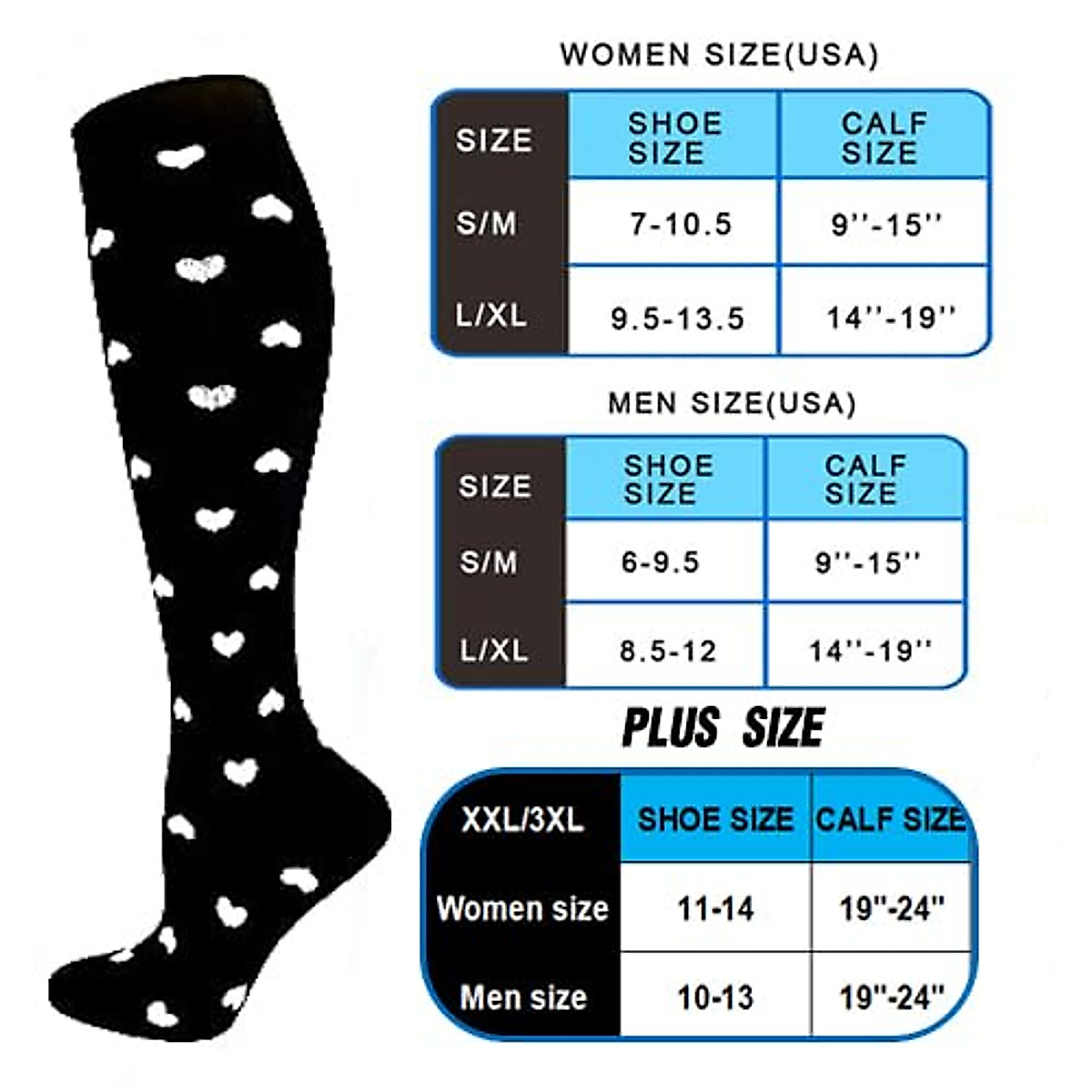 Hi Clasmix 6 Pairs Graduated Pink Compression Socks for Women&Men Circulation 20-30mmhg Knee High Sock(Multicoloured, S/M)