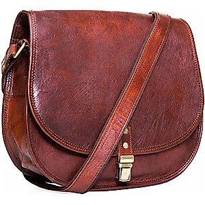 Women's Leather Crossbody Handbags & Shoulder Saddle Bags Vintage Brown Purses Designer Women Boho Satchel Hand Bag Ladies Handmade Vintage Travel Fashion Cross Body Sling Phone Wallet for Her, XXL