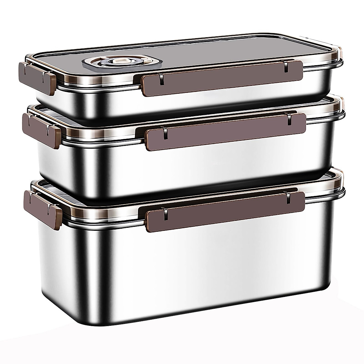 pobowlgarls Large Stainless Steel Food Storage Containers, Food Containers with Lids for Kitchen, Picnic, Travel, Durable, Leak-Proof Design Set of 3 sizes