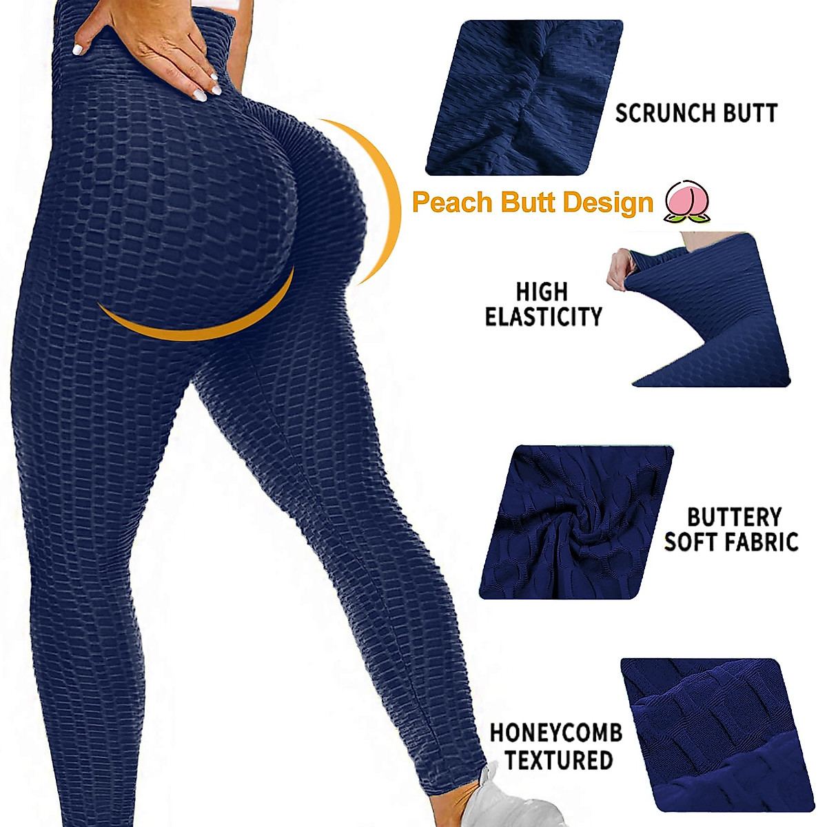 JGS1996 Womens Hidden Scrunch Butt Lifting Workout Leggings High Waist Tummy Control Booty Lift Gym Yoga Pants Tights