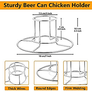 Leonyo Beer Can Chicken Holder Set of 2, Stainless Steel Beer Butt Vertical Chicken Rack Stand for Roaster Chicken & Turkey, Barbecue Accessories for Grill Smoker and Oven, Stable & Dishwasher Safe