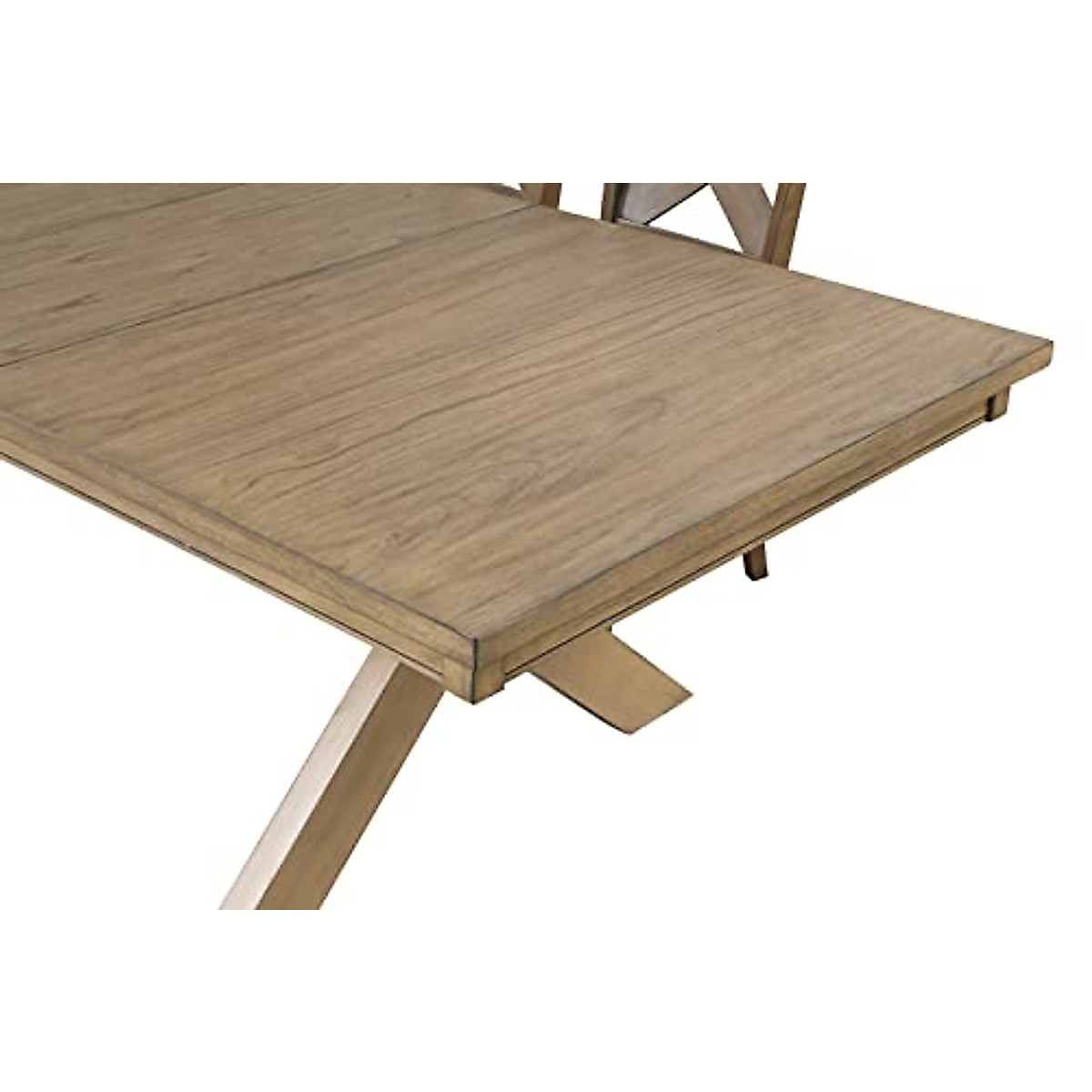 Roundhill Furniture Raven Wood Trestle Extendable Dining Table with Leaf, Glazed Pine Brown