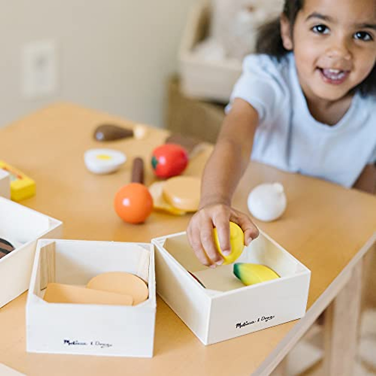 Melissa & Doug Food Groups - 21 Wooden Pieces and 4 Crates, Multi - Play Food Sets For Kids Kitchen, Pretend Food, Toy Food For Toddlers And Kids Ages 3+